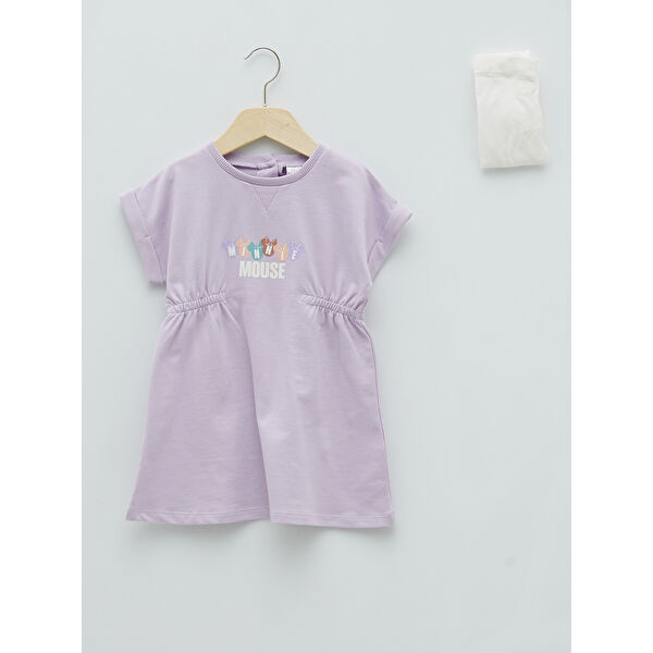 Bisiklet Yaka Minnie Mouse Baskılı Kısa Kollu Kız Bebek Elbise ve Diz Altı Çorap 2'li Takım Bisiklet Yaka Minnie Mouse Baskılı Kısa Kollu Kız Bebek Elbise ve Diz Altı Çorap 2'li Takım