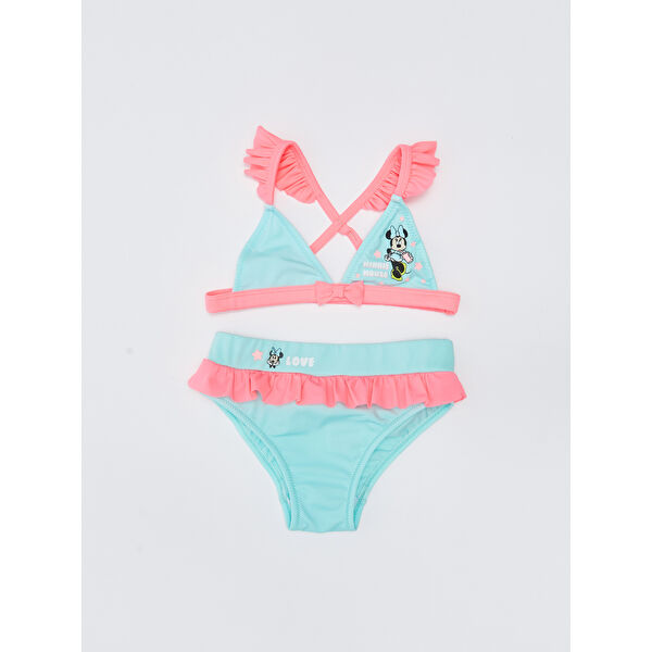 Minnie Mouse Baskılı Kız Bebek Bikini Takımı