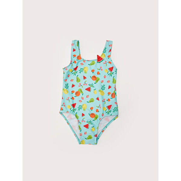 Esnek Kumaştan Baskılı Kız Bebek Mayo