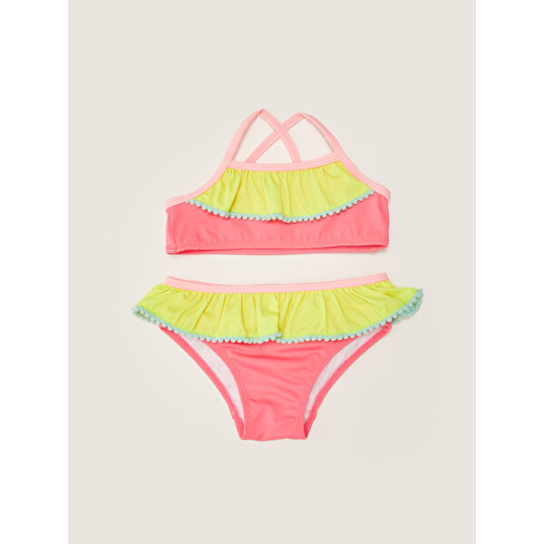 Esnek Kumaştan Kız Bebek Bikini Takımı 2'li