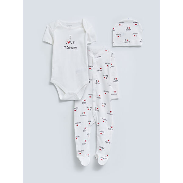 Bisiklet Yaka Baskılı Kız Bebek Hastane Çıkış Seti 3'lü