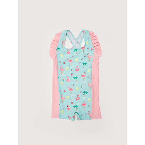 Esnek Kumaştan Baskılı Kız Bebek Mayo