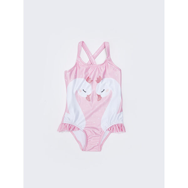 Esnek Kumaştan Baskılı Kız Bebek Mayo