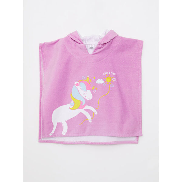 Kapüşonlu Desenli Kız Bebek Panço Havlu Kapüşonlu Desenli Kız Bebek Panço Havlu