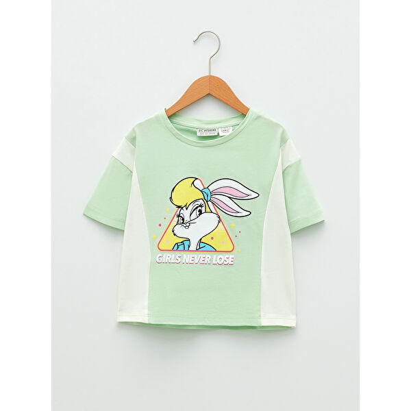 Bisiklet Yaka Lola Bunny Baskılı Kısa Kollu Pamuklu Kız Çocuk Tişört
