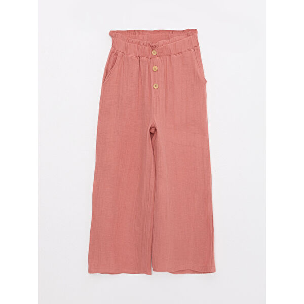 Beli Lastikli Basic Geniş Paça Kız Çocuk Capri