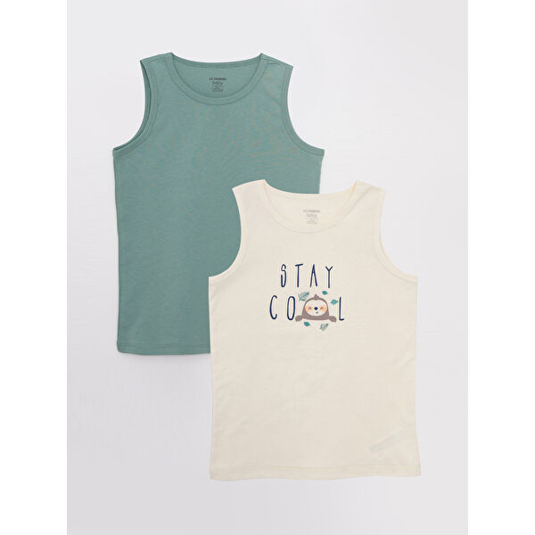 Bisiklet Yaka Pamuklu Erkek Bebek Atlet 2'li Bisiklet Yaka Pamuklu Erkek Bebek Atlet 2'li