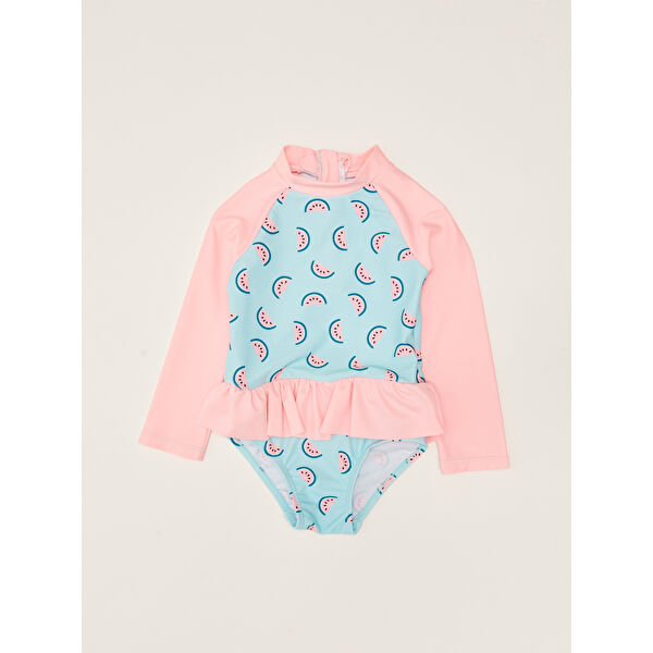 Esnek Kumaştan Baskılı Kız Bebek Mayo