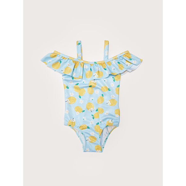 Baskılı Esnek Kumaştan Kız Bebek Mayo