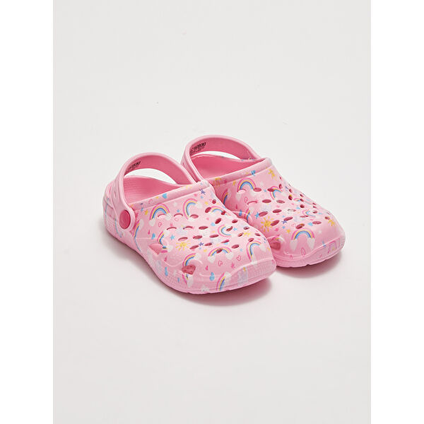 Baskılı Delikli Görünümlü Kız Bebek Sandalet