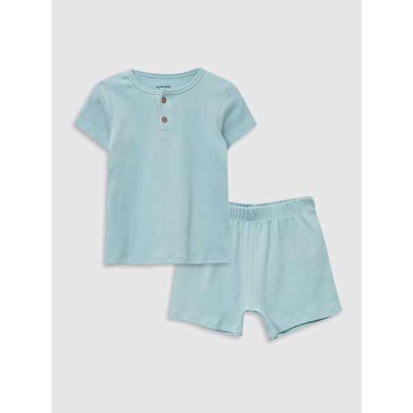 Bisiklet Yaka Kısa Kollu Basic Erkek Bebek Pijama Takımı