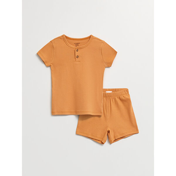 Bisiklet Yaka Kısa Kollu Basic Erkek Bebek Pijama Takımı