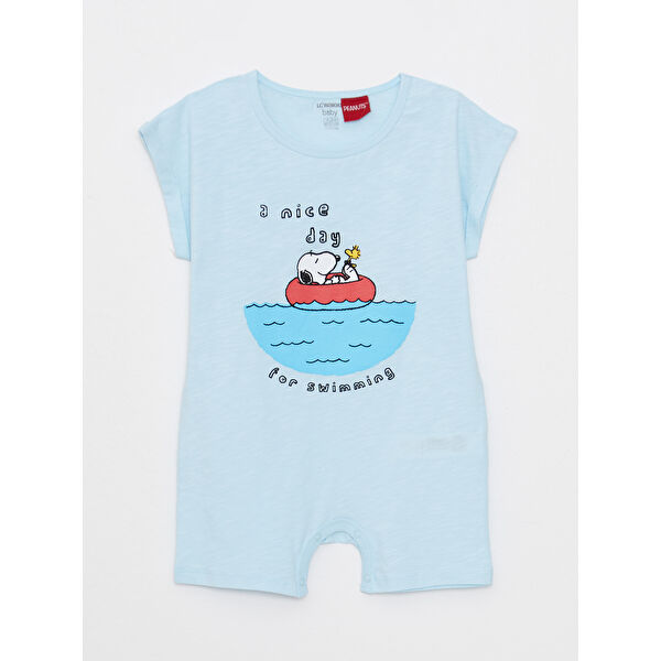 Bisiklet Yaka Kısa Kollu Snoopy Baskılı Pamuklu Erkek Bebek Tulum Bisiklet Yaka Kısa Kollu Snoopy Baskılı Pamuklu Erkek Bebek Tulum