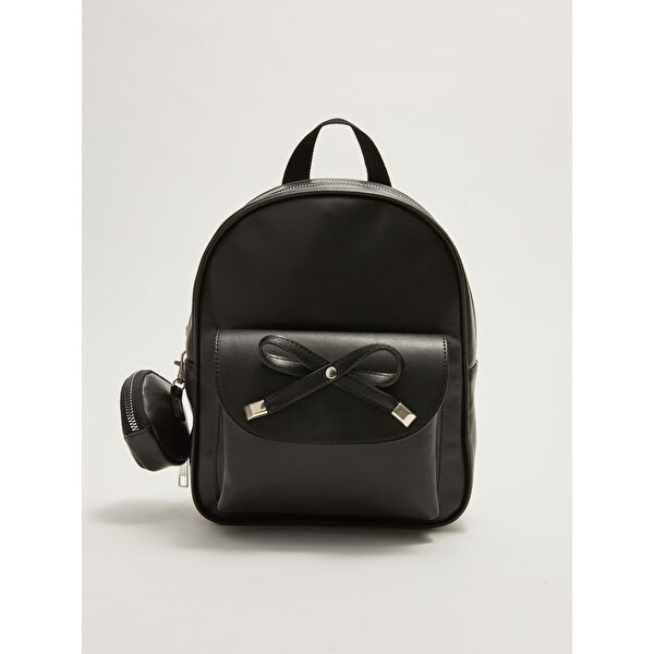 Kız Çocuk Deri Görünümlü Küçük Çanta Detaylı Sırt Çantası