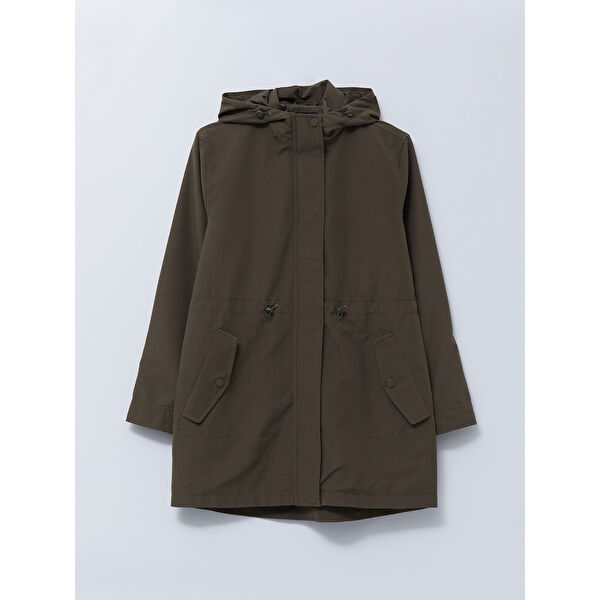 LCW CLASSIC Kapüşonlu Düz Uzun Kollu Oversize Kadın Mont
