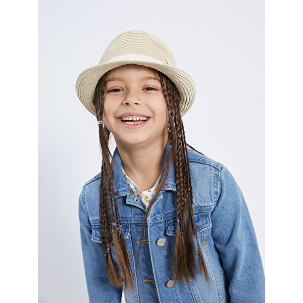 Hasır Kız Çocuk Fötr Şapka