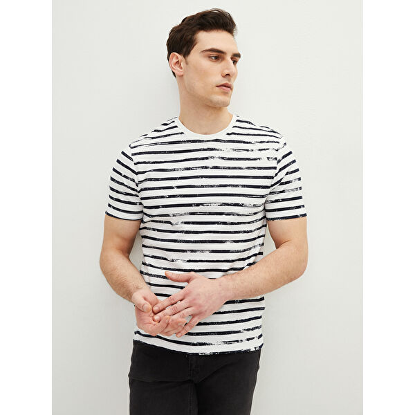 Bisiklet Yaka Kısa Kollu Çizgili Pike Erkek Tişört