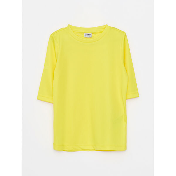 Bisiklet Yaka Basic Kısa Kollu Erkek Çocuk Yüzme Giyim Üst