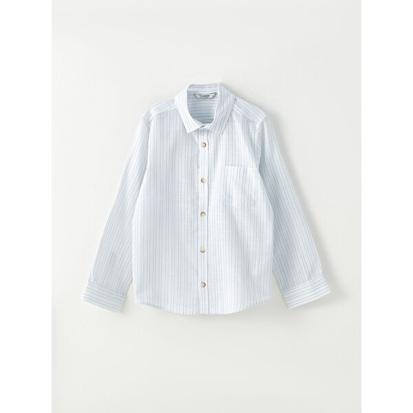Çizgili Uzun Kollu Poplin Erkek Çocuk Gömlek