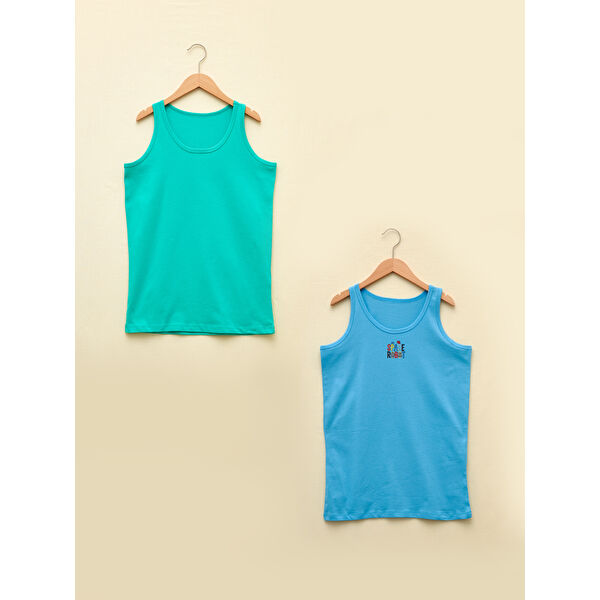 LCW GREEN Bisiklet Yaka Organik Pamuklu Erkek Çocuk Atlet 2'li LCW GREEN Bisiklet Yaka Organik Pamuklu Erkek Çocuk Atlet 2'li