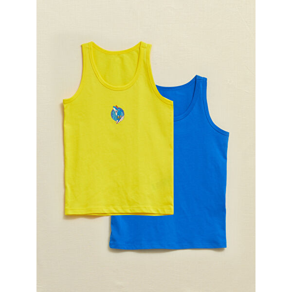 Bisiklet Yaka Organik Pamuklu Erkek Çocuk Atlet 2'li