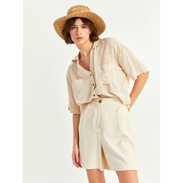 Hasır Kendinden Desenli Kadın Fötr Şapka