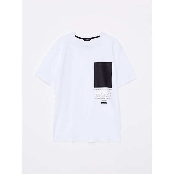 LCW CASUAL Oversize Bisiklet Yaka Kısa Kollu Baskılı Penye Erkek Tişört