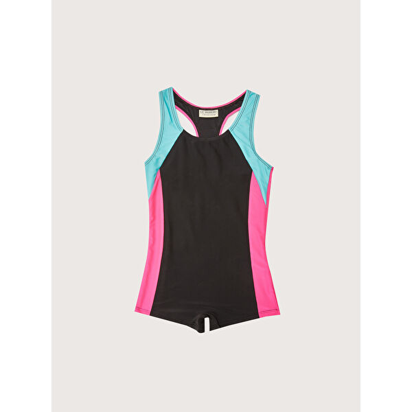 Esnek Kumaştan Renk Bloklu Kız Çocuk Mayo Esnek Kumaştan Renk Bloklu Kız Çocuk Mayo