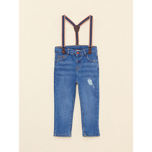 Skinny Fit Basic Erkek Bebek Jean Pantolon ve Pantolon Askısı 2'li Takım Skinny Fit Basic Erkek Bebek Jean Pantolon ve Pantolon Askısı 2'li Takım