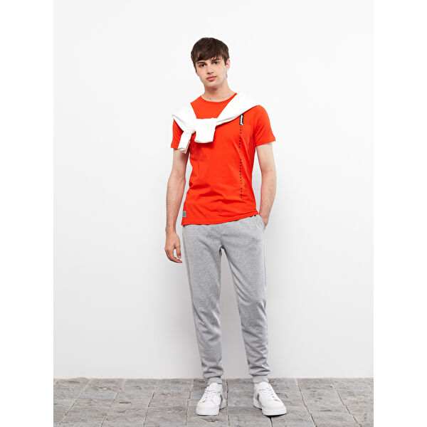 LCW CASUAL Oversize Bisiklet Yaka Kısa Kollu Baskılı Penye Erkek Tişört