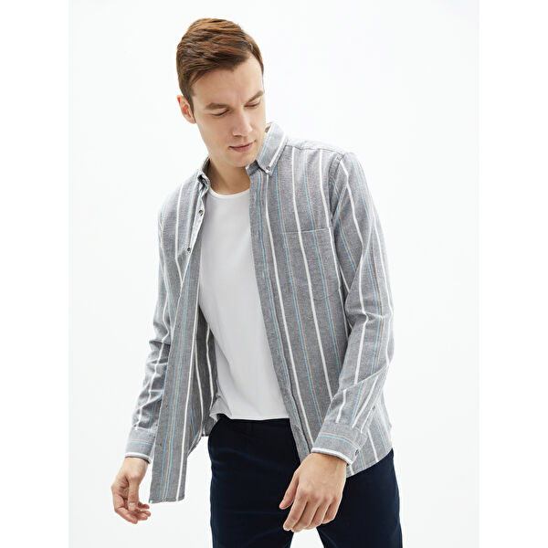LCW CLASSIC Regular Fit Uzun Kollu Çizgili Erkek Gömlek