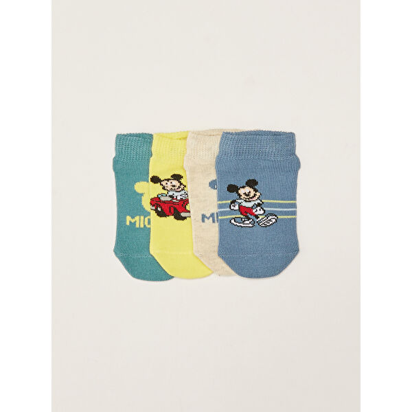 Mickey Mouse Baskılı Erkek Bebek Patik Çorap 4'lü Mickey Mouse Baskılı Erkek Bebek Patik Çorap 4'lü