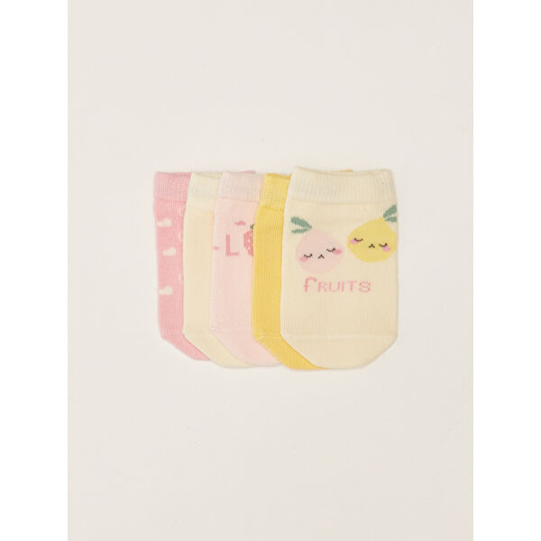 Baskılı Kız Bebek Patik Çorap 5'li