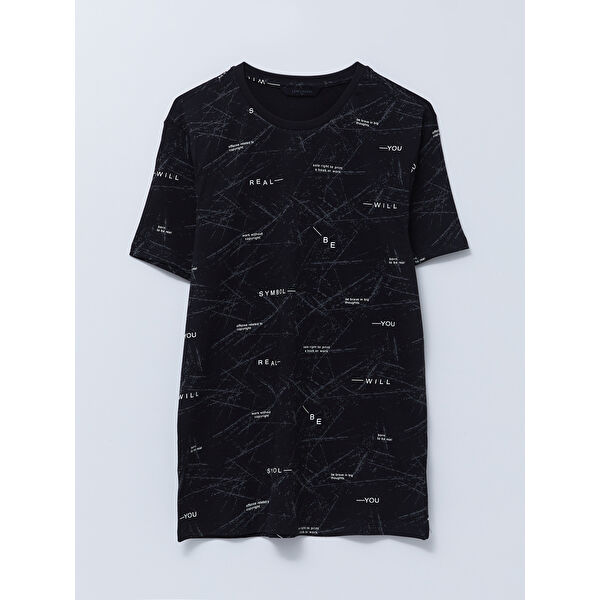 Bisiklet Yaka Kısa Kollu Baskılı Penye Erkek Tişört