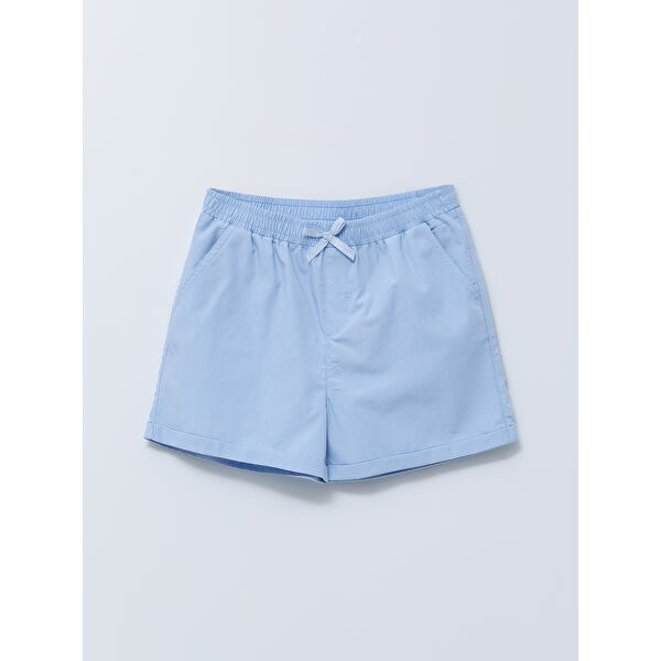Beli Lastikli Basic Poplin Kız Çocuk Şort