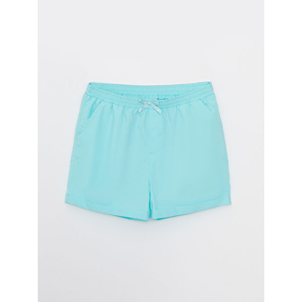 Beli Lastikli Basic Poplin Kız Çocuk Şort Beli Lastikli Basic Poplin Kız Çocuk Şort