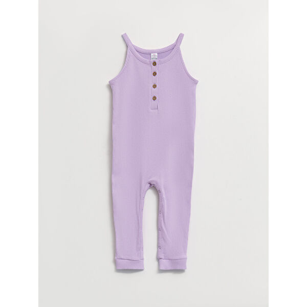 Bisiklet Yaka Askılı Basic Pamuklu Kız Bebek Tulum