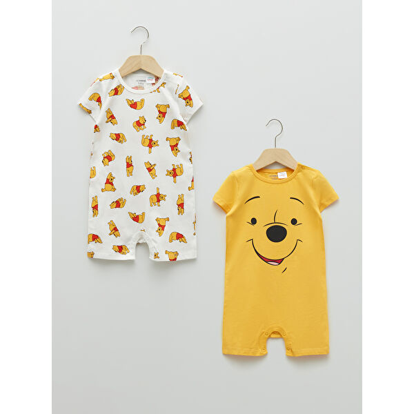 Bisiklet Yaka Kısa Kollu Winnie the Pooh Baskılı Pamuklu Erkek Bebek Tulum 2'li Bisiklet Yaka Kısa Kollu Winnie the Pooh Baskılı Pamuklu Erkek Bebek Tulum 2'li