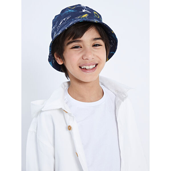 Pamuklu Baskılı Erkek Çocuk Bucket Şapka Pamuklu Baskılı Erkek Çocuk Bucket Şapka