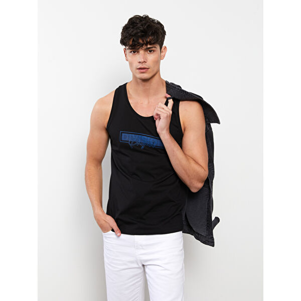 LCW CASUAL Bisiklet Yaka Kolsuz Baskılı Penye Erkek Atlet