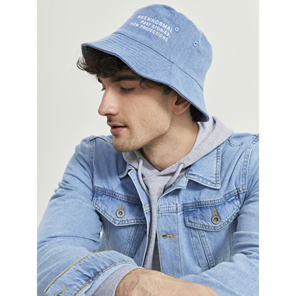 Pamuklu Yazı Baskılı Erkek Bucket Şapka