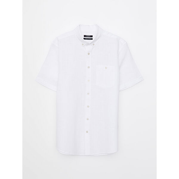 LCW BASIC Regular Fit Kısa Kollu Keten Erkek Gömlek LCW BASIC Regular Fit Kısa Kollu Keten Erkek Gömlek