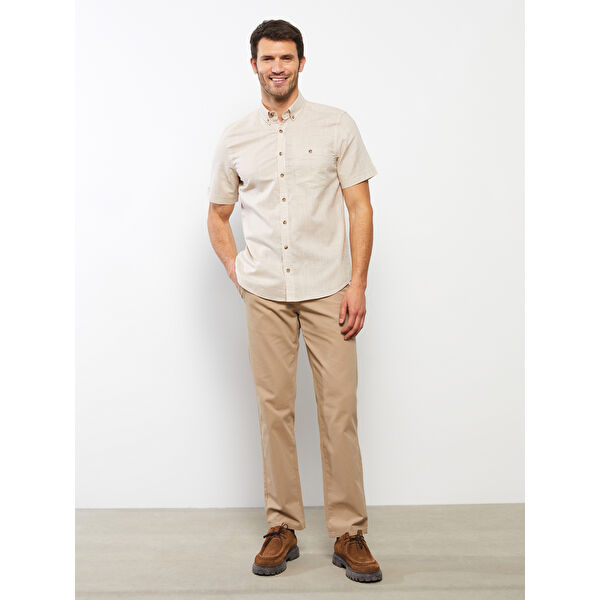 LCW BASIC Regular Fit Kısa Kollu Keten Erkek Gömlek LCW BASIC Regular Fit Kısa Kollu Keten Erkek Gömlek