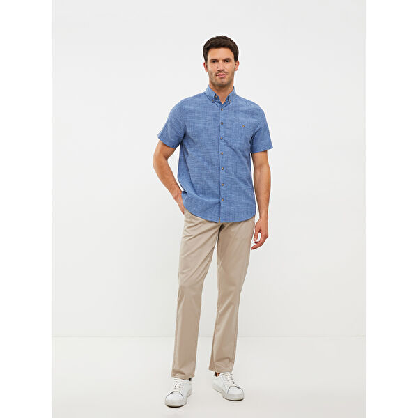 LCW BASIC Regular Fit Kısa Kollu Keten Erkek Gömlek LCW BASIC Regular Fit Kısa Kollu Keten Erkek Gömlek