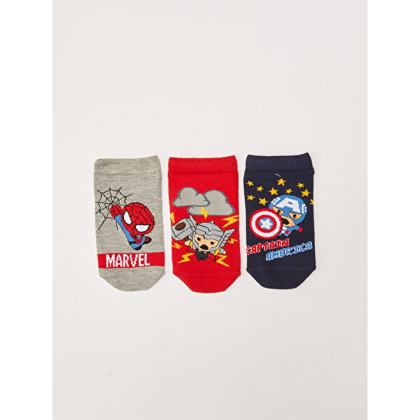 Marvel Desenli Erkek Çocuk Patik Çorap 3'lü Marvel Desenli Erkek Çocuk Patik Çorap 3'lü