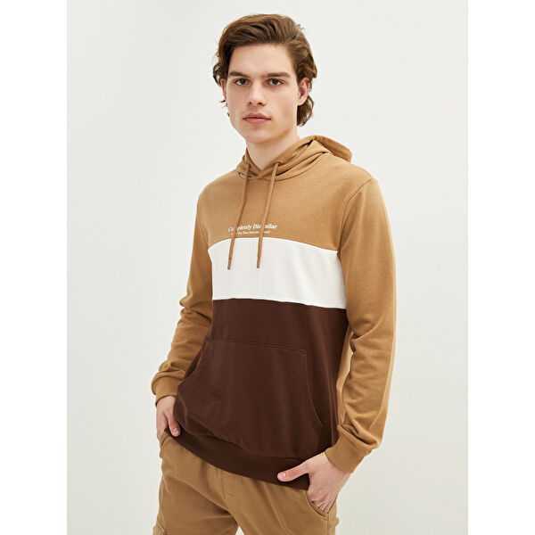 LCW CASUAL Kapüşonlu Uzun Kollu Renk Bloklu Erkek Sweatshirt