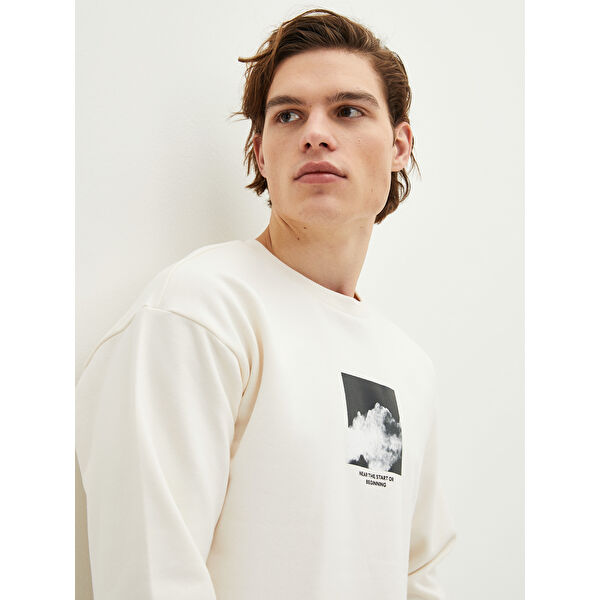 LCW CASUAL Bisiklet Yaka Uzun Kollu Baskılı Erkek Sweatshirt