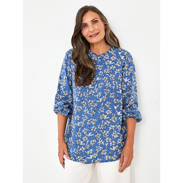 LCW GRACE Fırfırlı Dik Yaka Çiçekli Uzun Kollu Viskon Kadın Bluz
