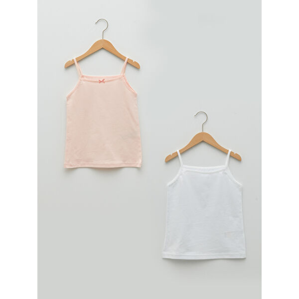 Kare Yaka Basic Askılı Pamuklu Kız Çocuk Atlet 2'li