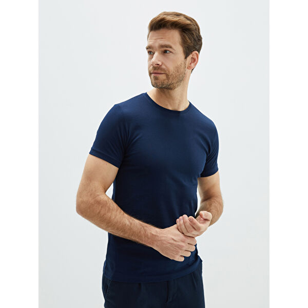 Bisiklet Yaka Kısa Kollu Basic Erkek Tişört